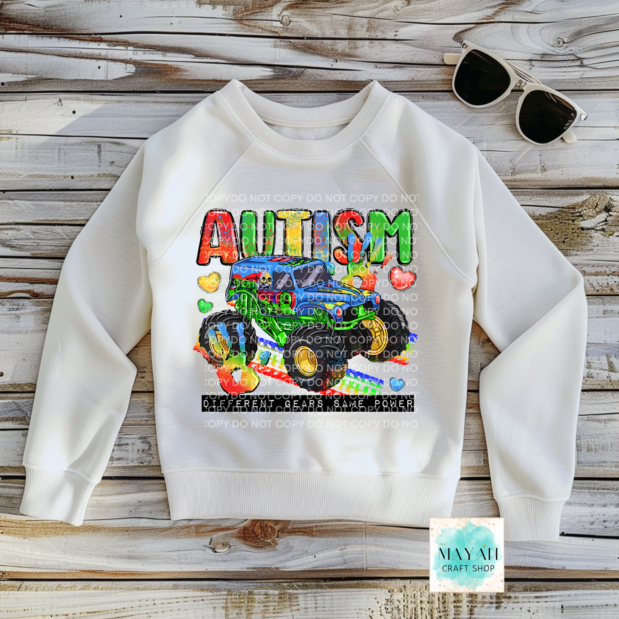 Autism Monster Truck Kids Sweatshirt | Mayan Craft Shop