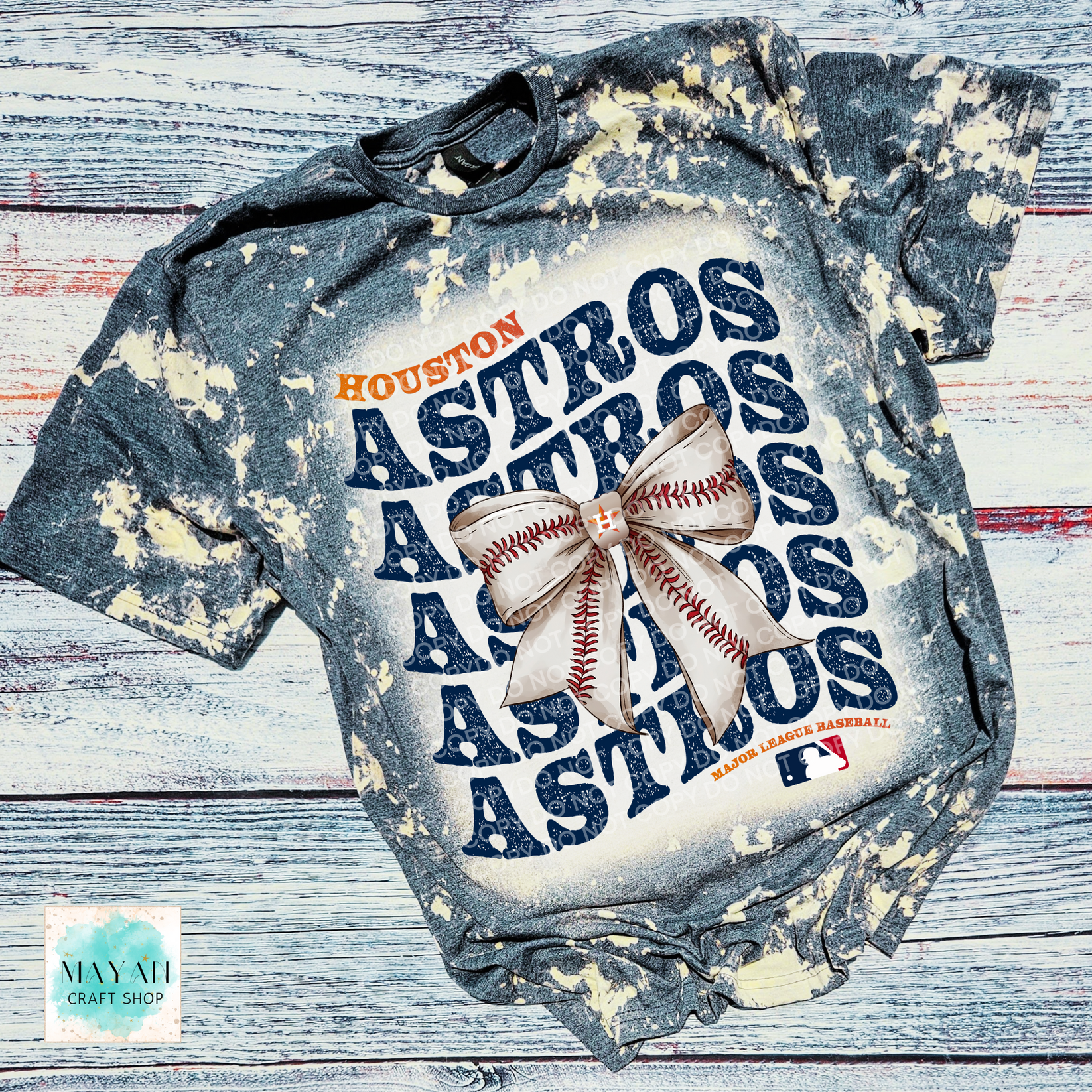Houston Baseball Bow Scrounged Shirt | Mayan Craft Shop